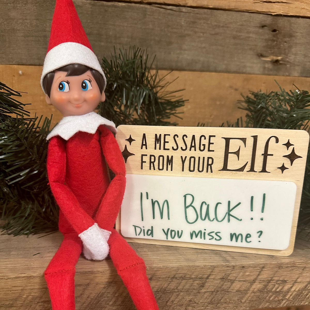 Elf Message Board, Dry Erase White Board, Re usable sign – Whims & Wishes