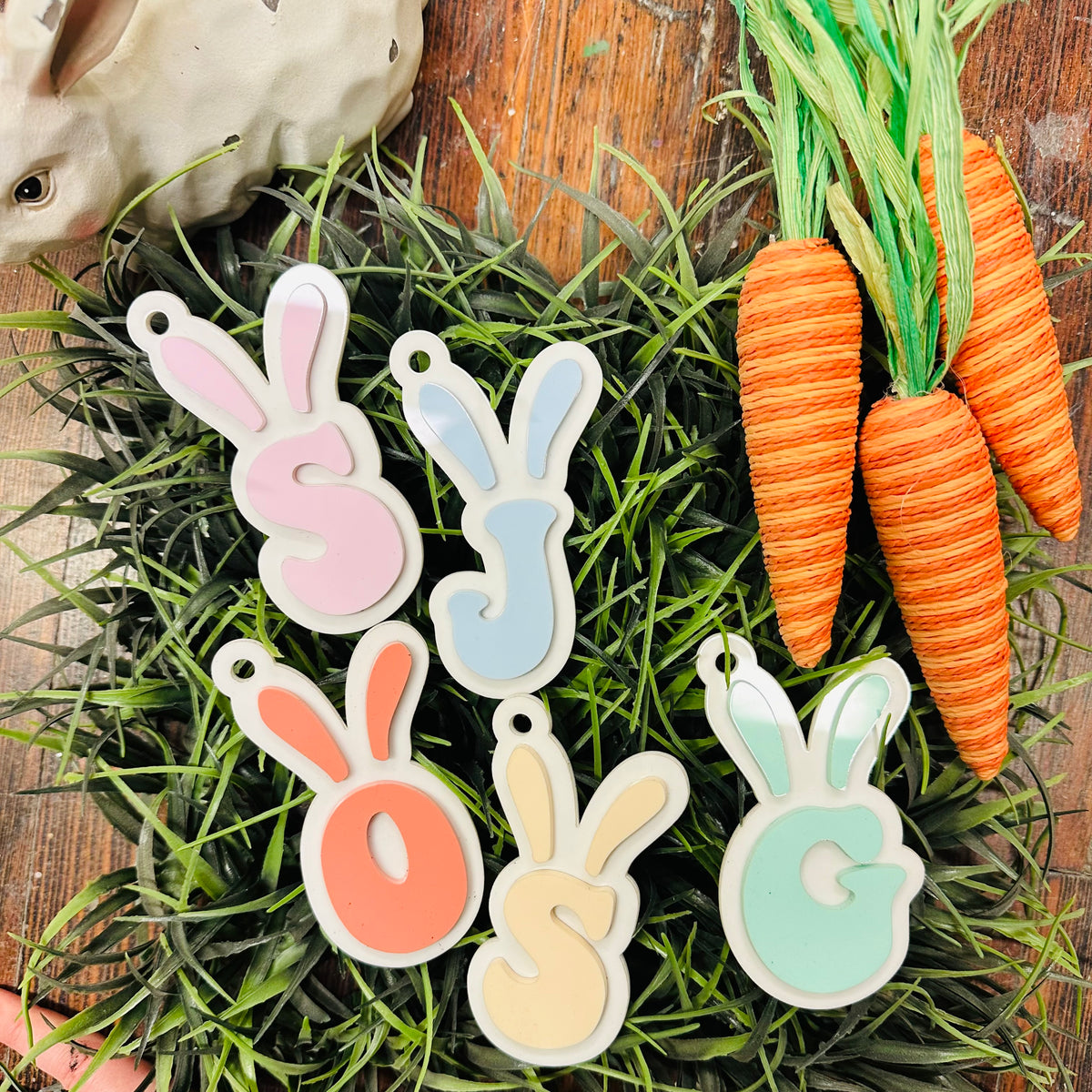 Acrylic Easter Basket Tags, White Back Pastel Colored Lettering – Whims ...