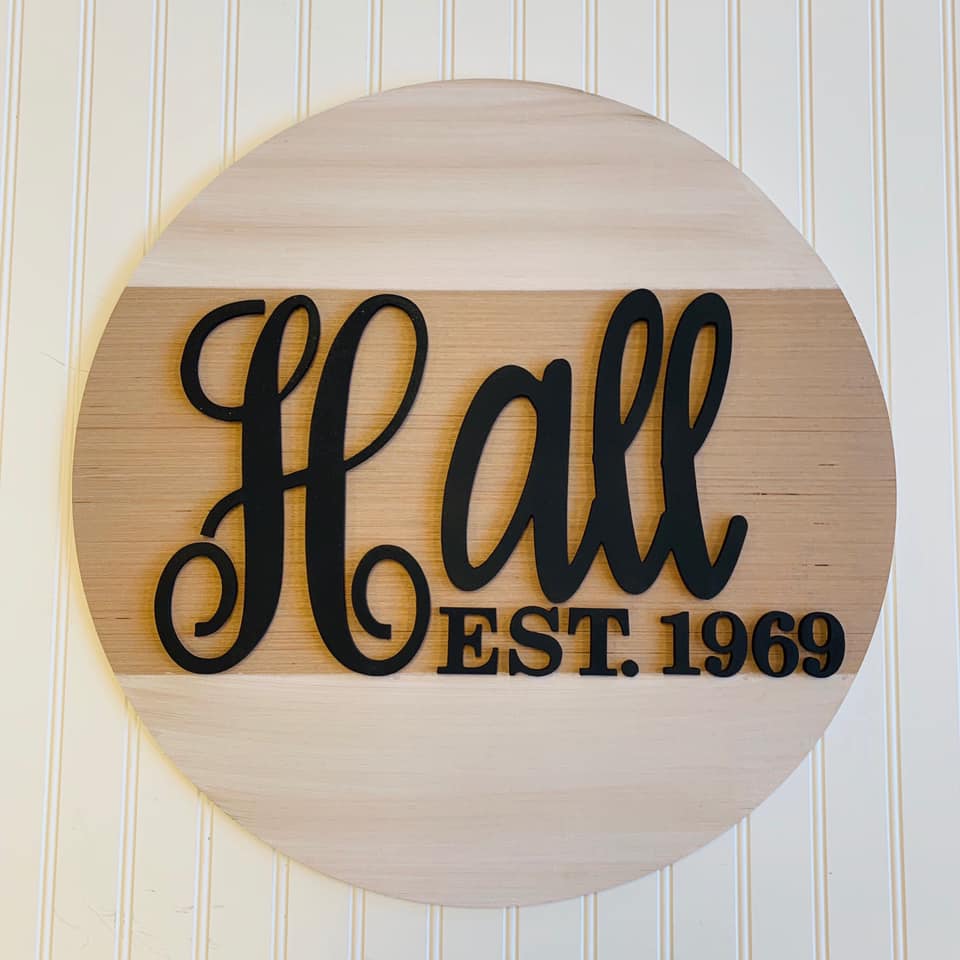 Circle Family Name Sign, Established Date, Home Decor Wedding Gift ...