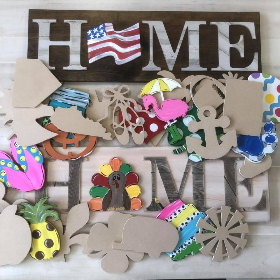 HOME, Interchangable Sign, Farmhouse Style, 4 Velcro Attachments ...