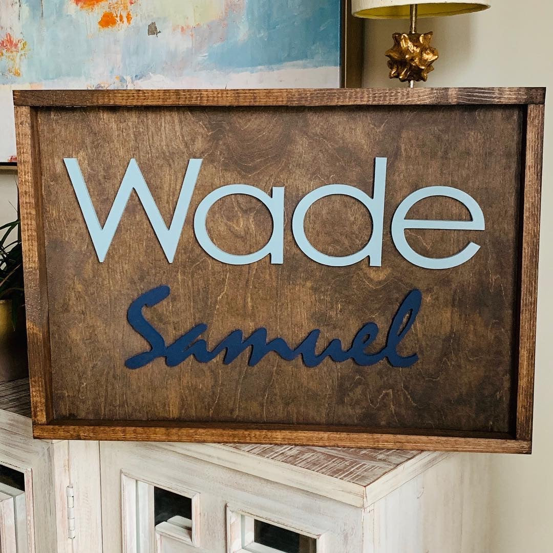 Stained and Framed Baby Name, Nursery Decor – Whims & Wishes